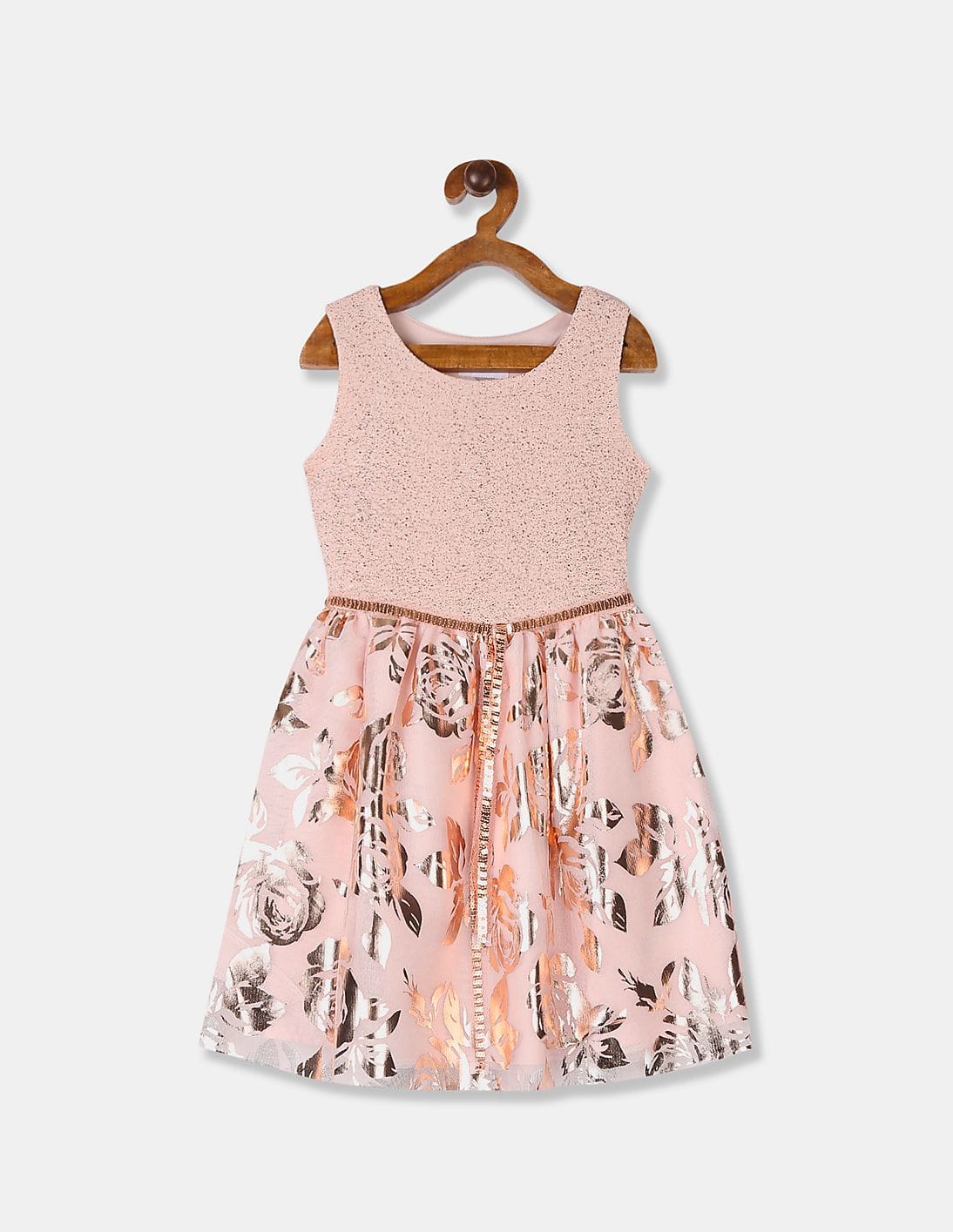 Buy The Children's Place Girls Girls Pink Foil Print Fit And Flare ...