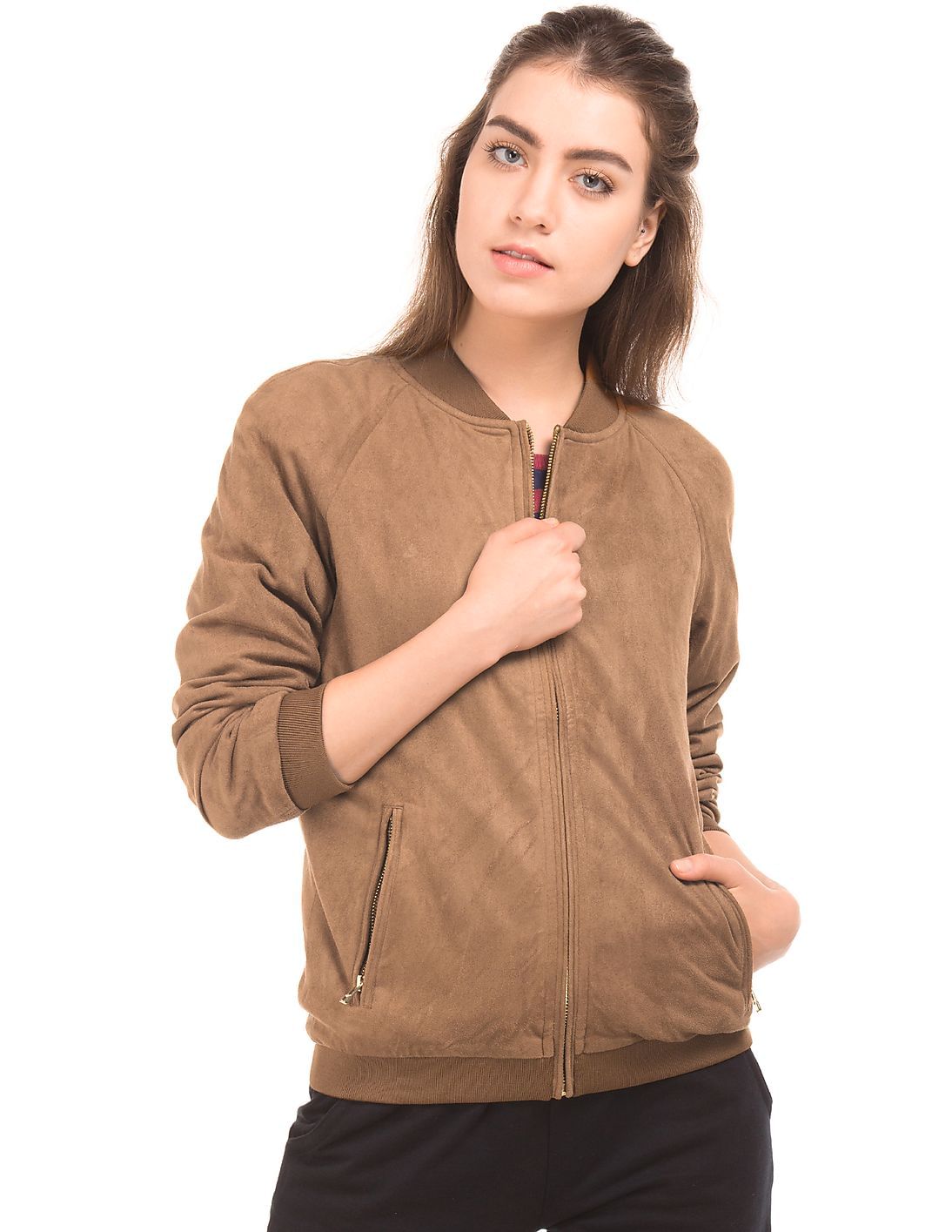 Buy U.S. Polo Assn. Women Regular Fit Suedette Bomber Jacket - NNNOW.com